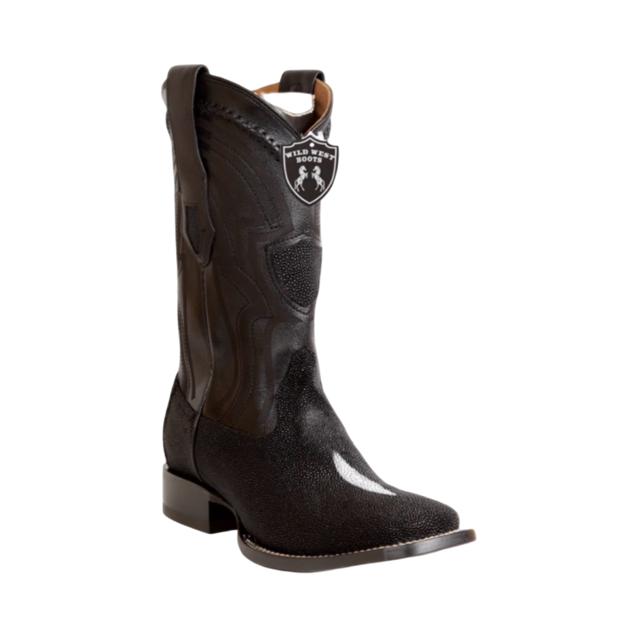 Bota de Mantarraya Negra Ranchera | Wild West Boots – El Charro Famoso