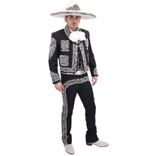 Black Charro Suit Jacket with White Embroidery | Men’s Mariachi – El ...
