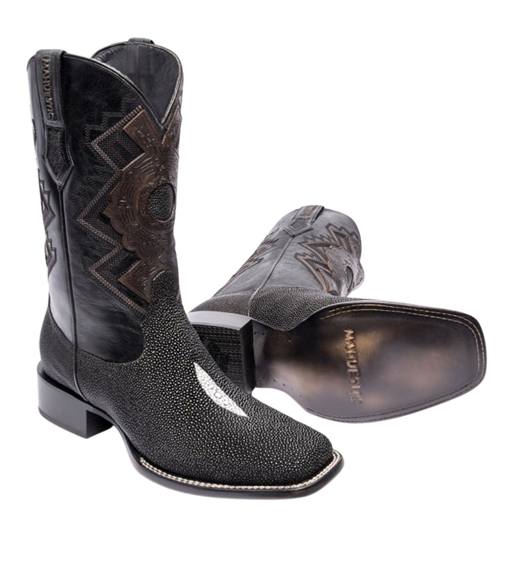 Bota de Mantarraya Negra Rancher Single Stone | Mahuestic Boots – El ...